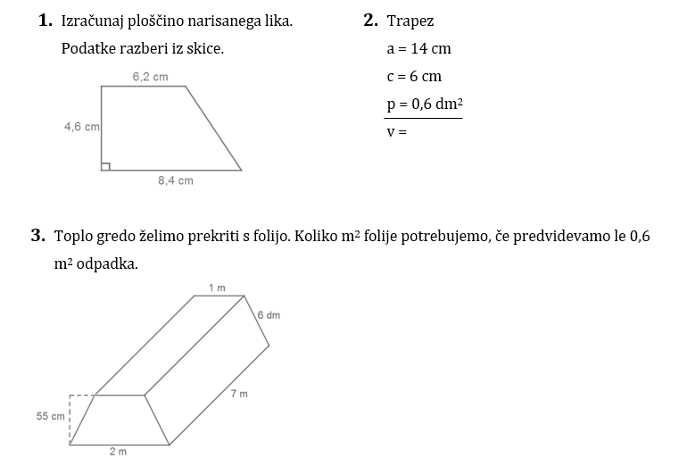 Obseg in ploščina TRAPEZA – Travel Math Class